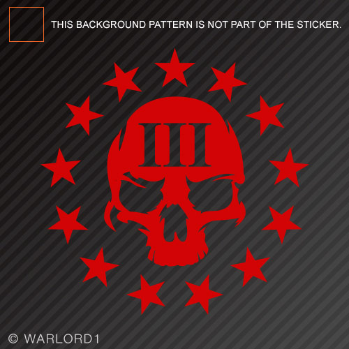 3 Percenter Skull Sticker Die Cut Decal III% 2a gun rights molon labe ...