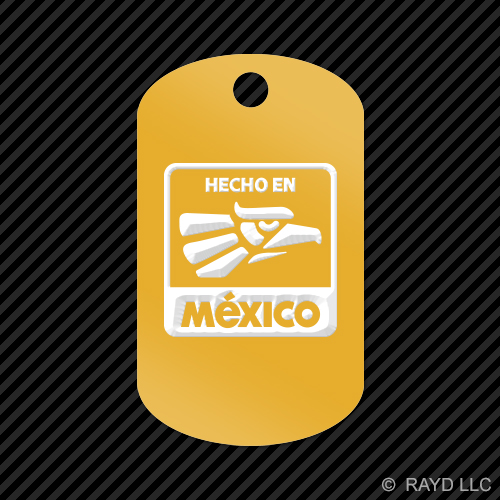 Hecho en Mexico Keychain GI dog tag engraved many colors Made in Mexico ...