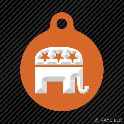 Republican Logo Keychain Round with Tab dog engraved many colors | eBay
