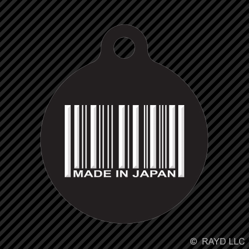 Made in Japan Barcode Keychain Round with Tab dog engraved many colors ...